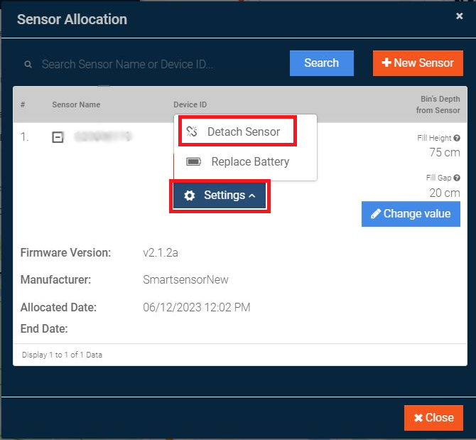 Detach A Fill Level Sensor from an Container